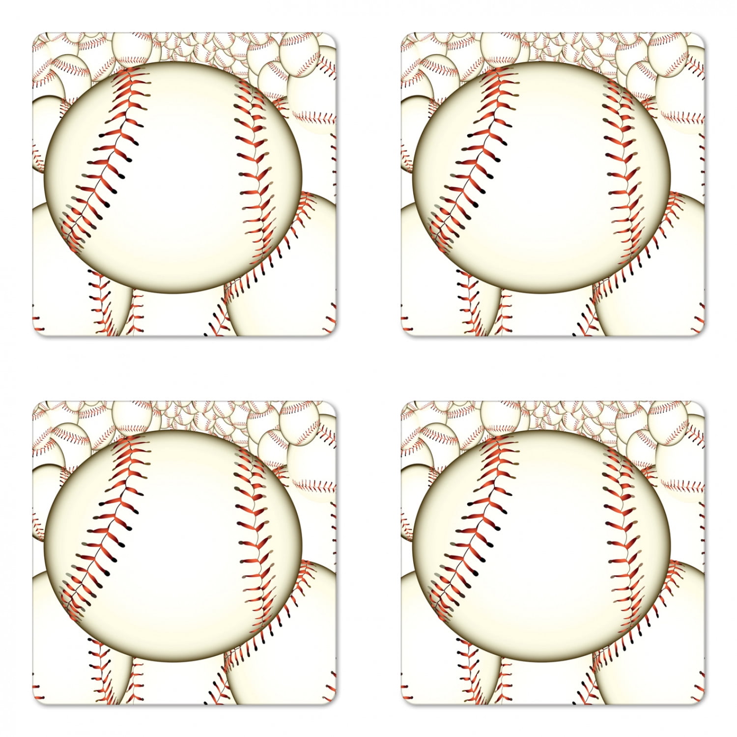 Baseball Coaster Set of 4, Pattern of Baseball Balls Background Home ...