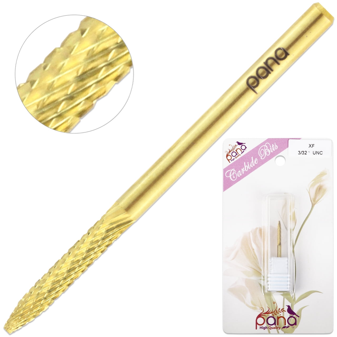 Pana 3/32" Gold Under Nail Cleaner Safety Nail Carbide Bit - Extra Fine ...