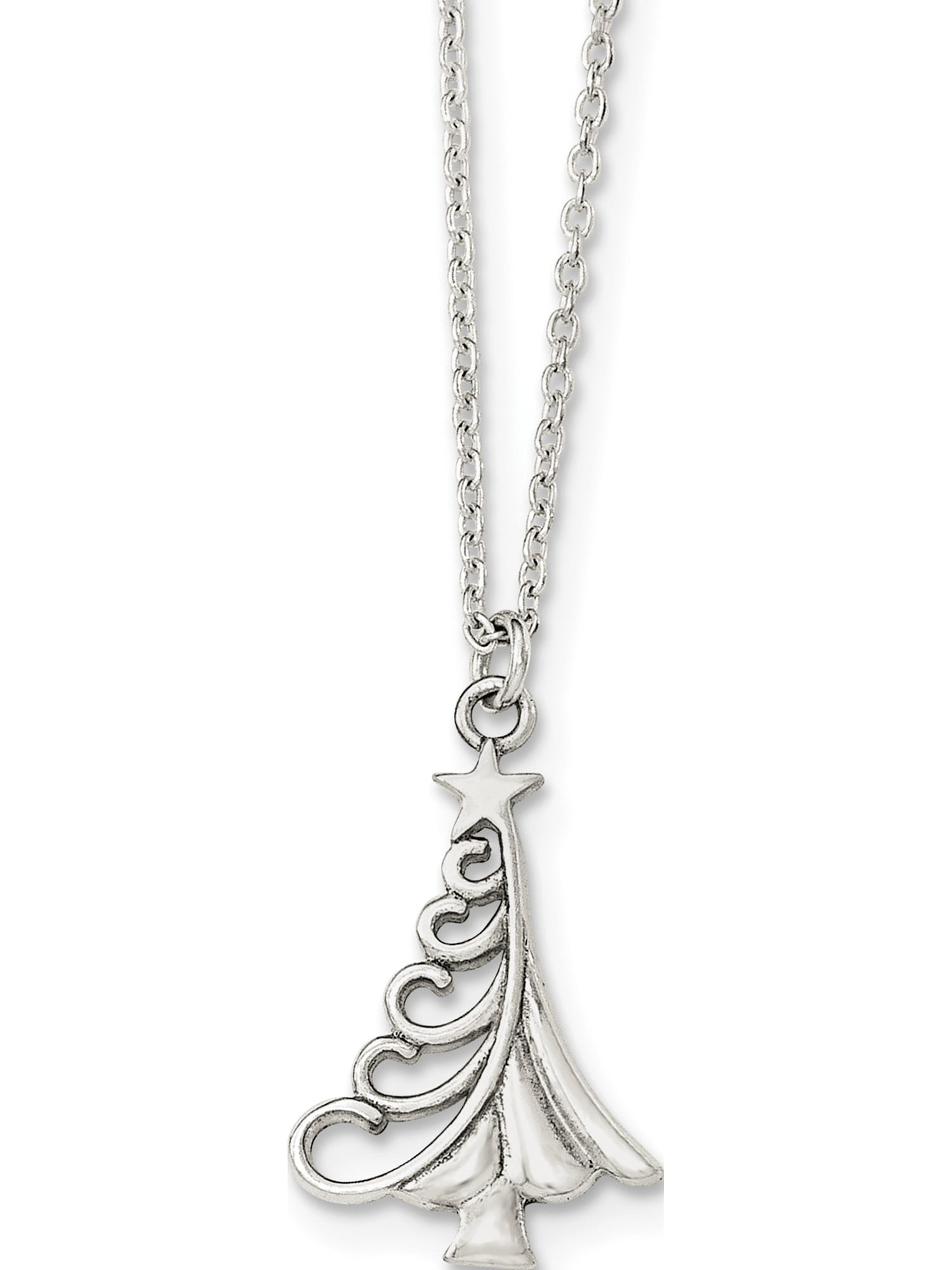 925 Sterling Silver Polished Christmas Tree Necklace - Walmart.com