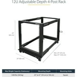StarTech 12U Adjustable Depth Open Frame 4 Post Server Rack With ...