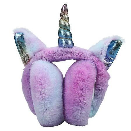 Hmwy-children Girls Unicorn Earmuffs Fluffy Ear Warmer Winter Ear Cover ...