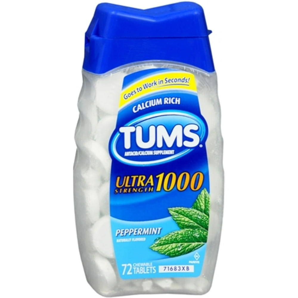 TUMS Ultra 1000 Tablets Peppermint 72 Tablets (Pack of 3) - Walmart.com ...