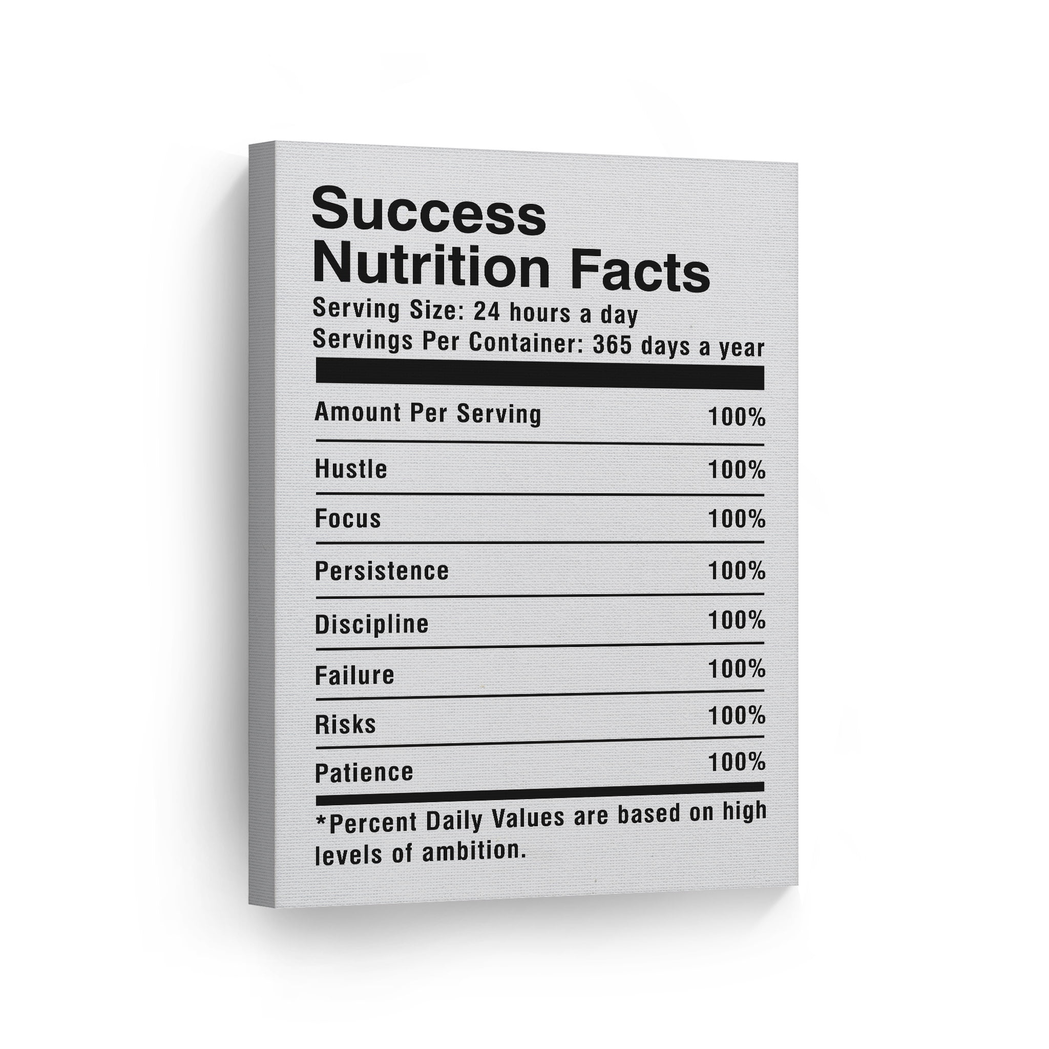 Smile Art Design Success Nutrition Facts Black and White Minimalist ...