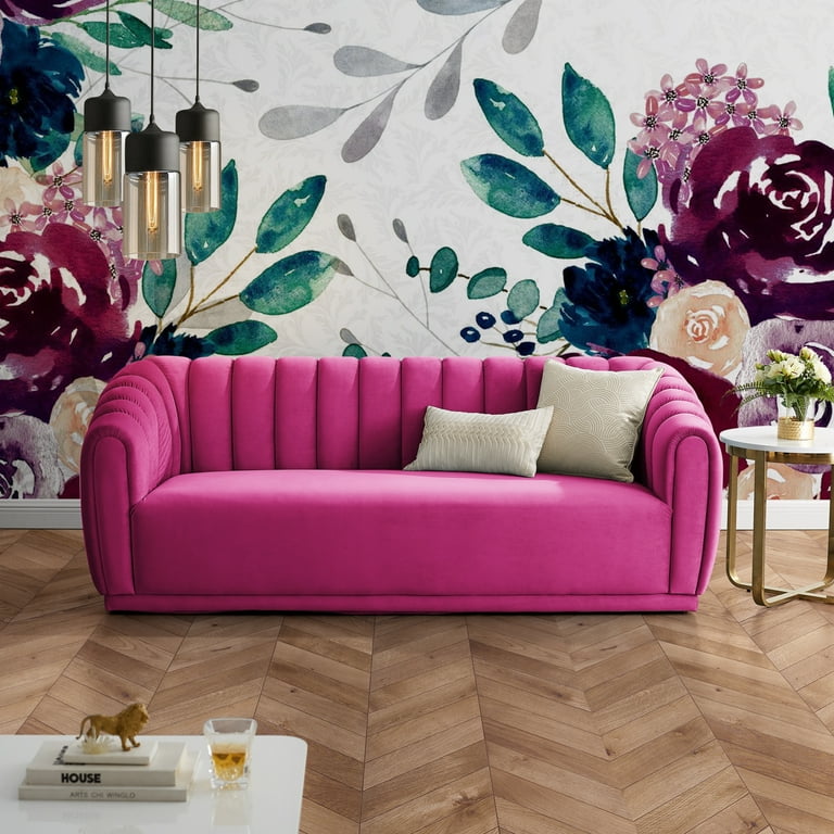 Fuchsia Velvet Sofa | Baci Living Room