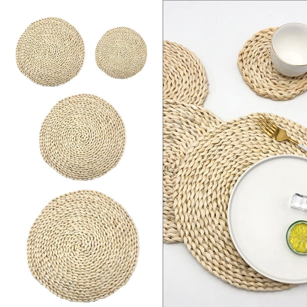 Natural Woven Placemats Set 4PC Braided Rattan Tablemats Friendly ...