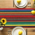 Boho Table Runner, Bohemian Colorful Stripes Retro Abstract Rainbow ...