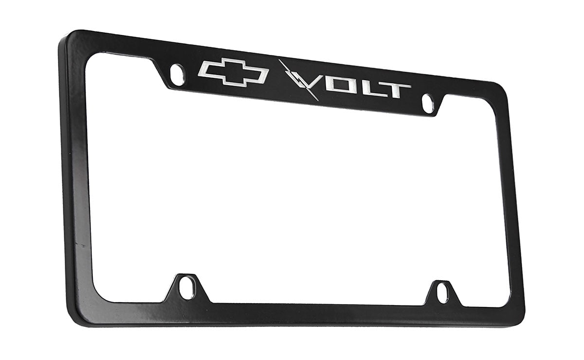Chevrolet Volt Black Coated Metal Top Engraved License Plate Frame ...