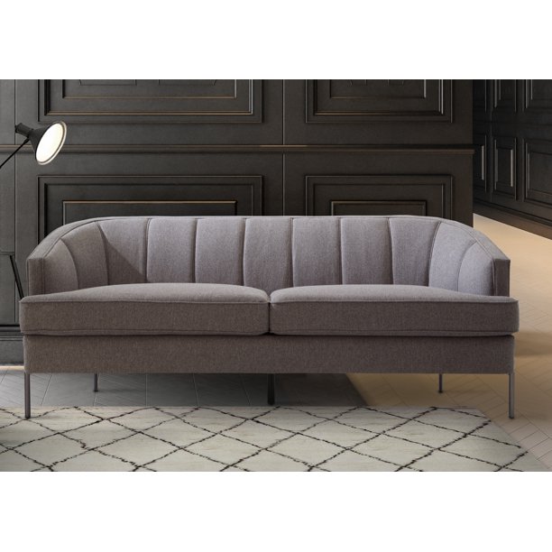 Chic Home Philo Sofa Barrel Back Linen-Textured Upholstery Vertical ...