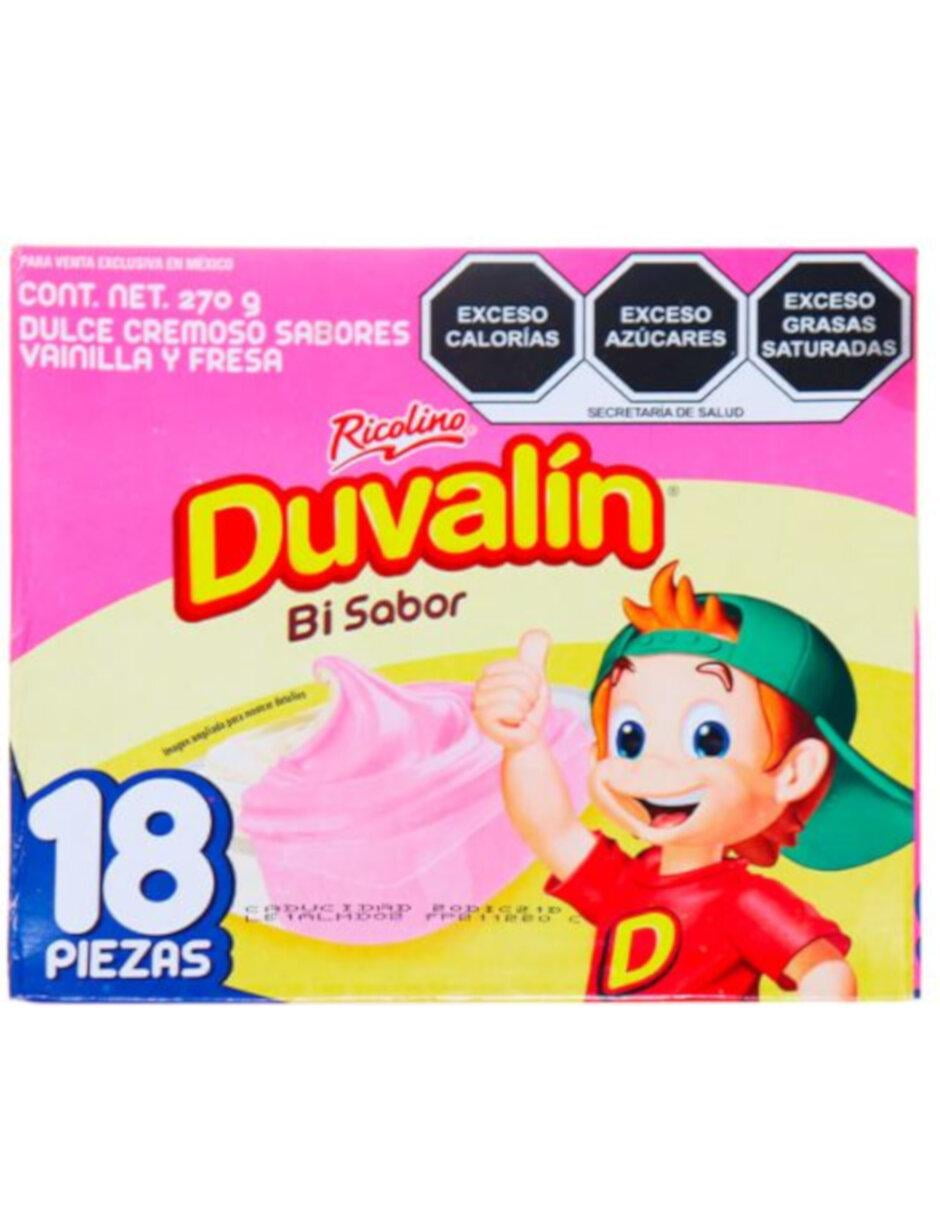 Pack de 24 Dulce Ricolino Duvalin Fresa/Vainilla de 18PZ Duvalin ...