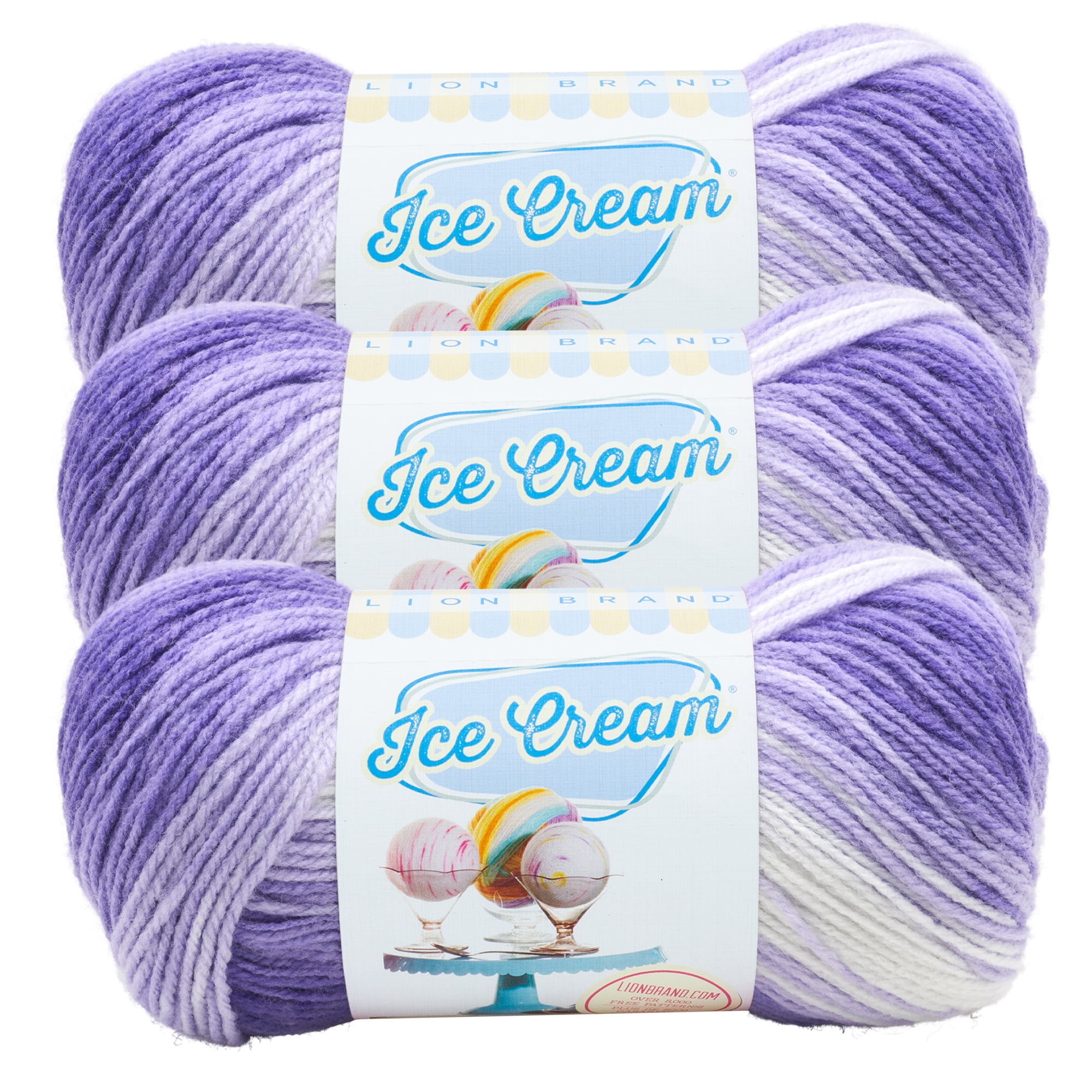 Lion Brand Yarn Ice Cream Grape Light Acrylic Multi-color Yarn 3 Pack ...