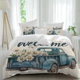 4 Piece Duvet Cover Set Cal king, Farm Blue Truck Daisy Flower ...