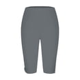 Besolor Plus Size Yoga Shorts for Women Knee Length Elastic Waisted ...