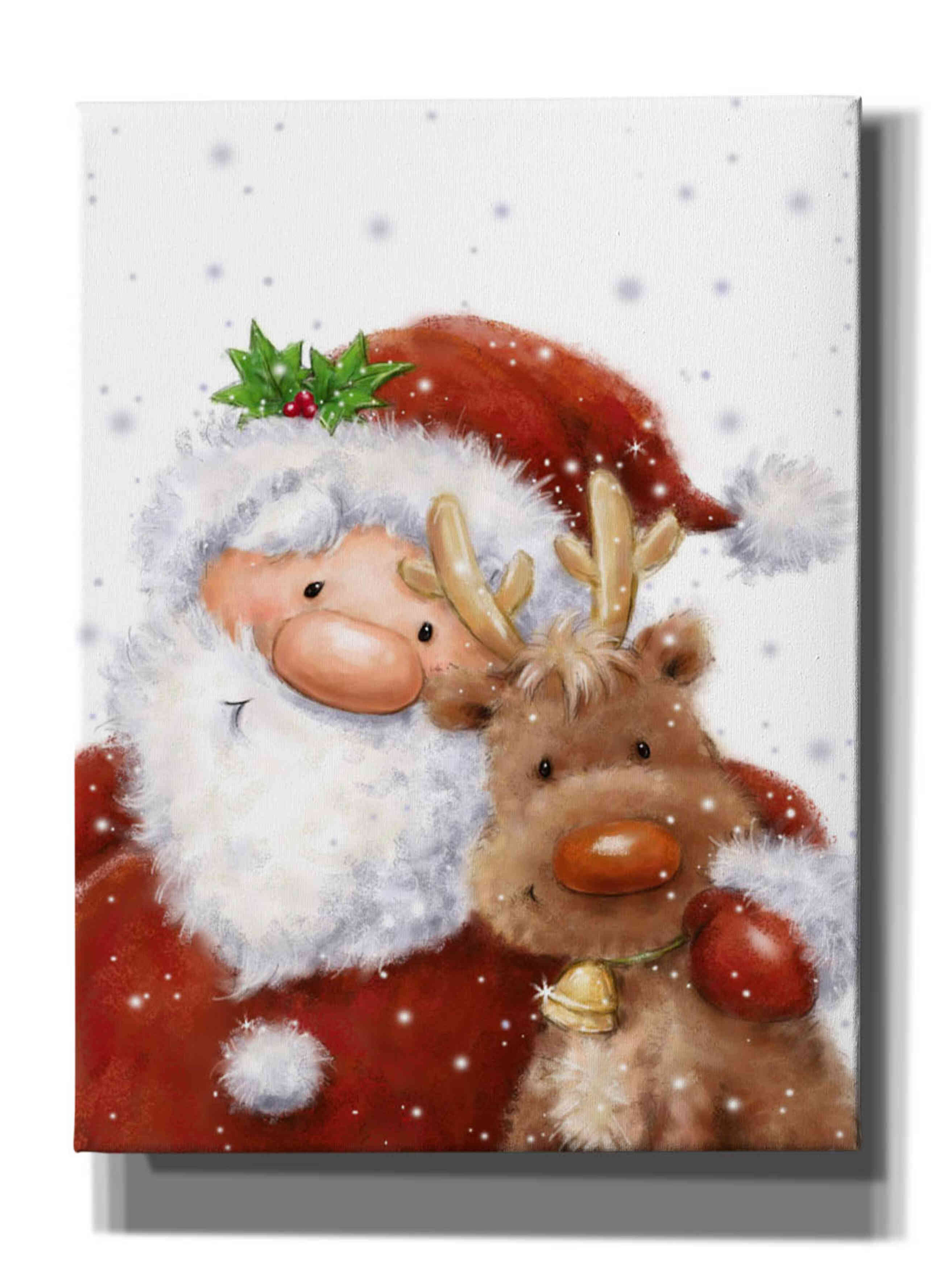 Epic Graffiti 'Santa and Reindeer 4' by Makiko, Canvas Wall Art, 12"x16 ...