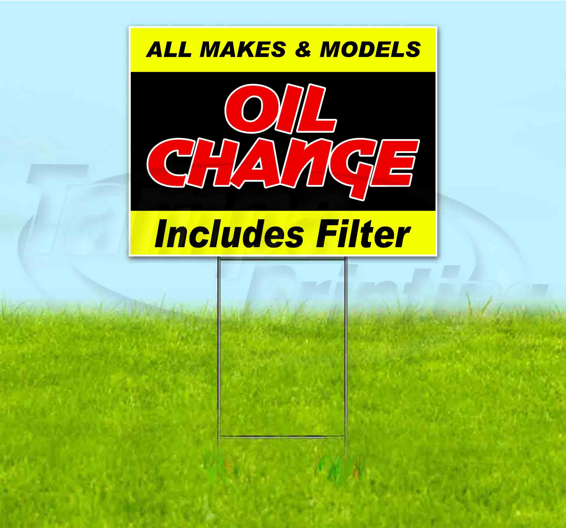 Oil Change (18" x 24") Yard Sign, Includes Metal Step Stake - Walmart.com