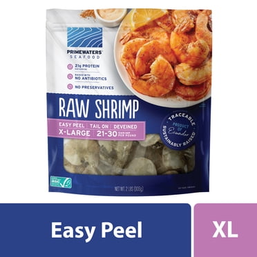 Seamazz 21-25 Raw Tail Off White Shrimp, 2 Pound -- 5 per case ...