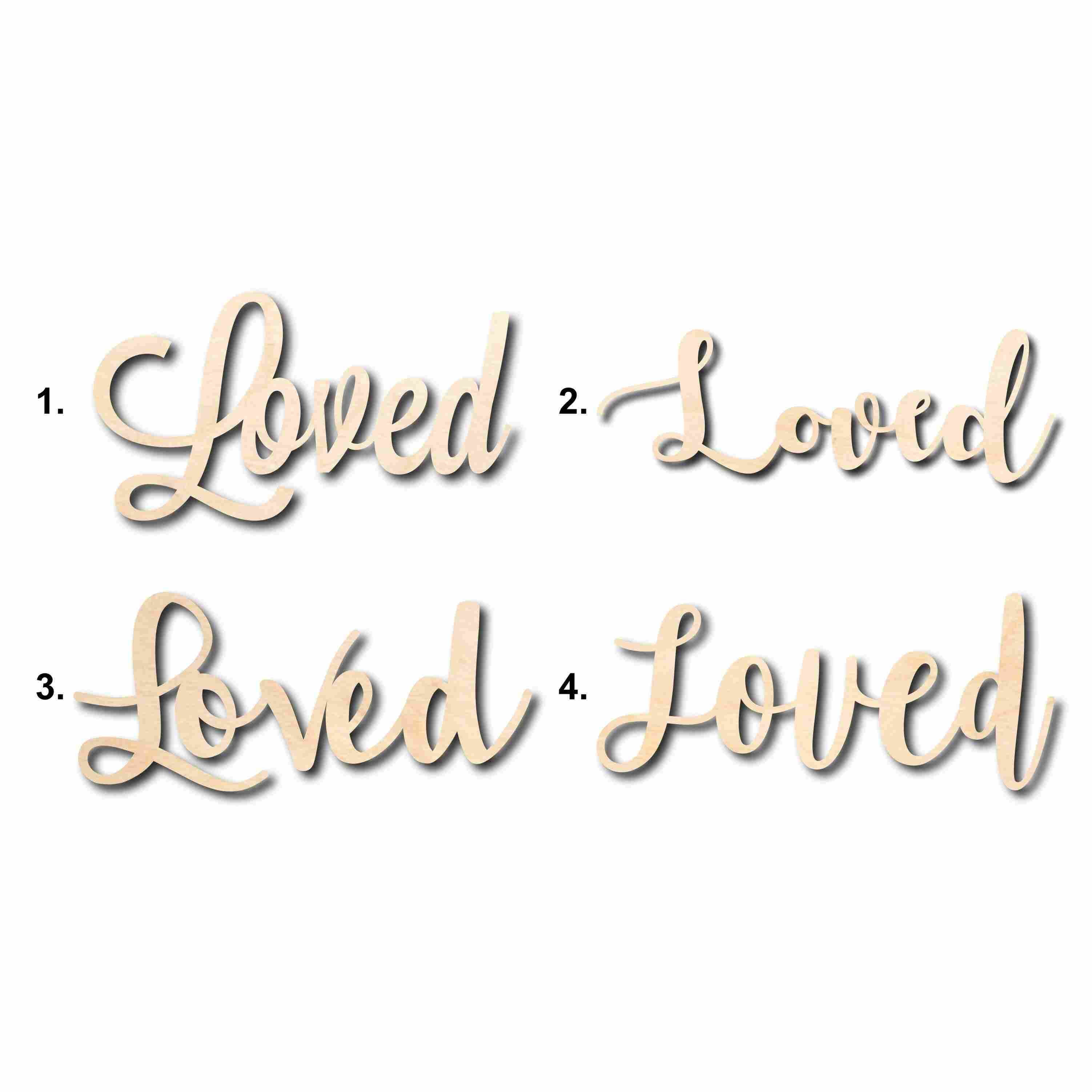 Loved Sign Unfinished Wood Cutout Home Decor DIY Option 1- 16" Wide / 1 ...