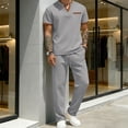 Bpyeka Men's Waffle Knit Two-Piece Tracksuit, V-Neck Short Sleeve T ...