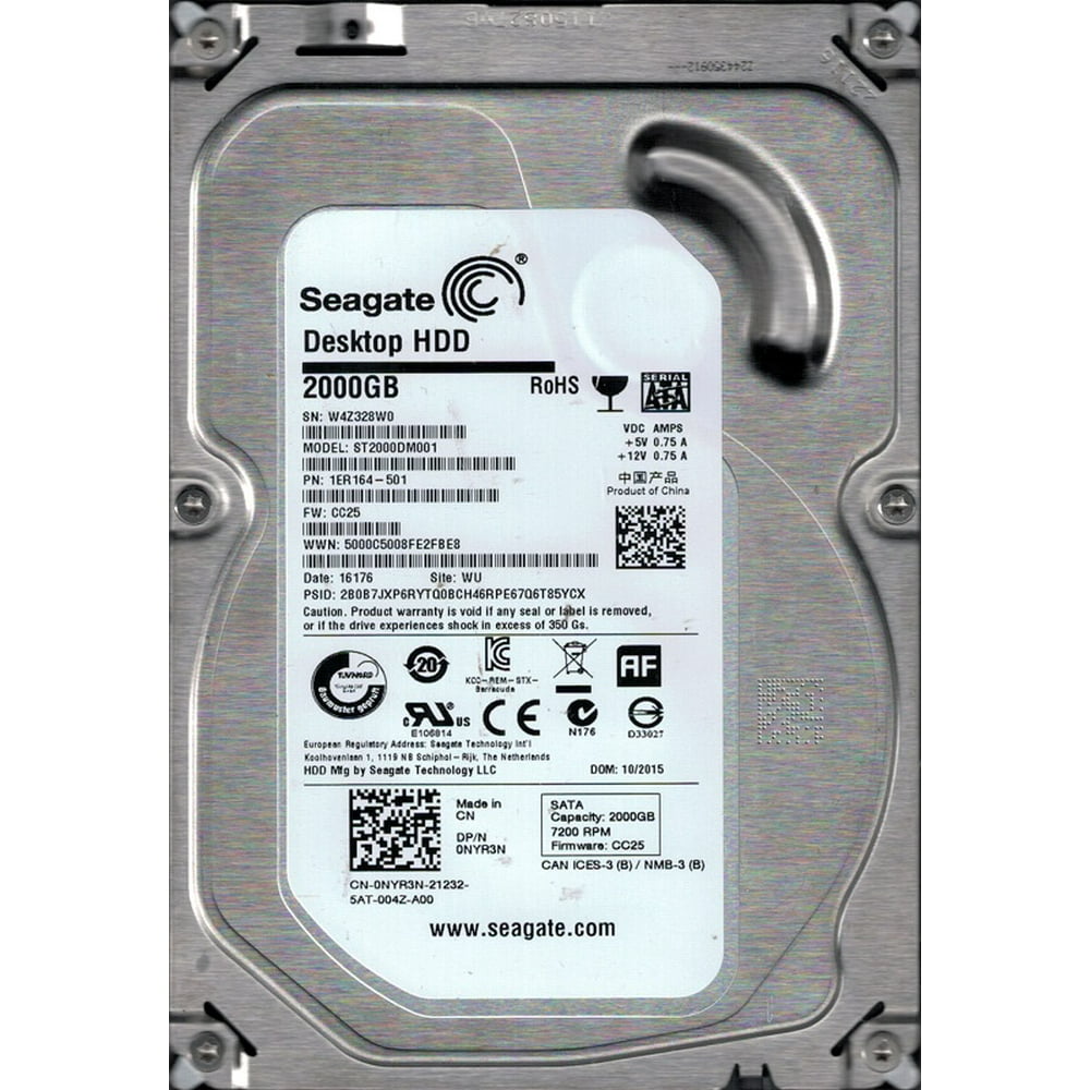 Seagate ST2000DM001 P/N: 1ER164-501 F/W: CC25 WU W4Z 2TB Desktop HDD ...