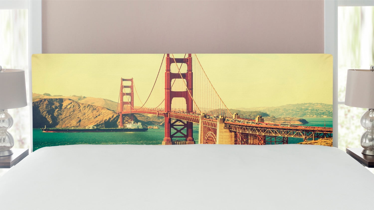 Vintage Headboard, Old Film Featured Golden Gate Bridge Suspension ...