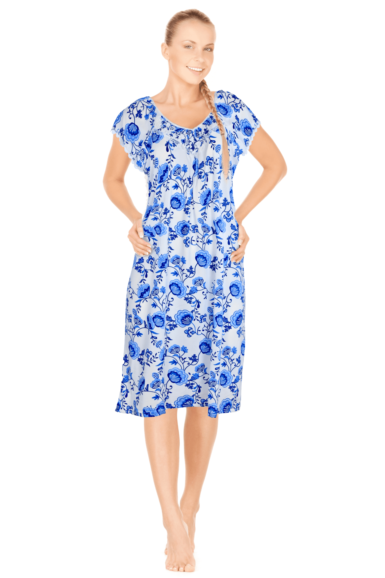 JEFFRICO Womens Nightgowns Sleepwear Soft Pajama Dress Nightshirts Plus ...