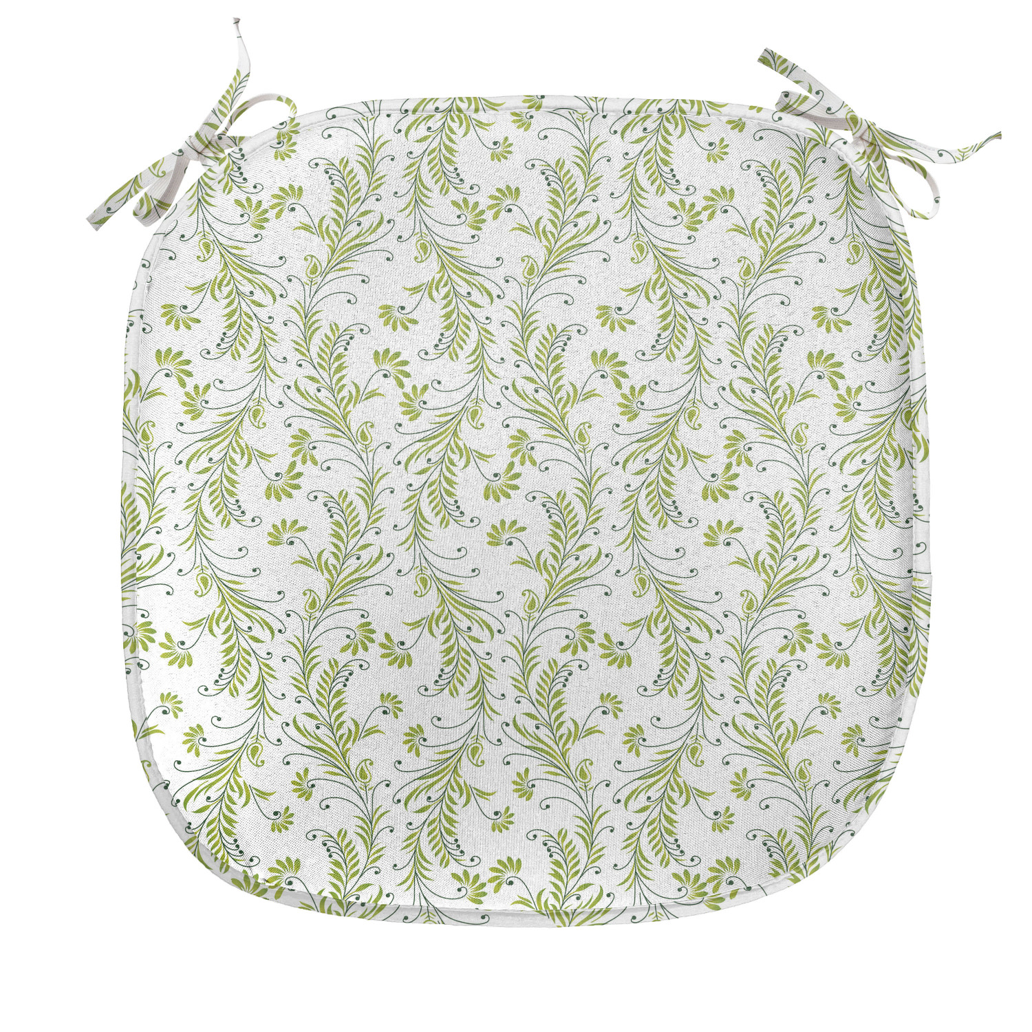 Flower Chair Seating Cushion, Paisley Leaf Antique Stem Swirl ...