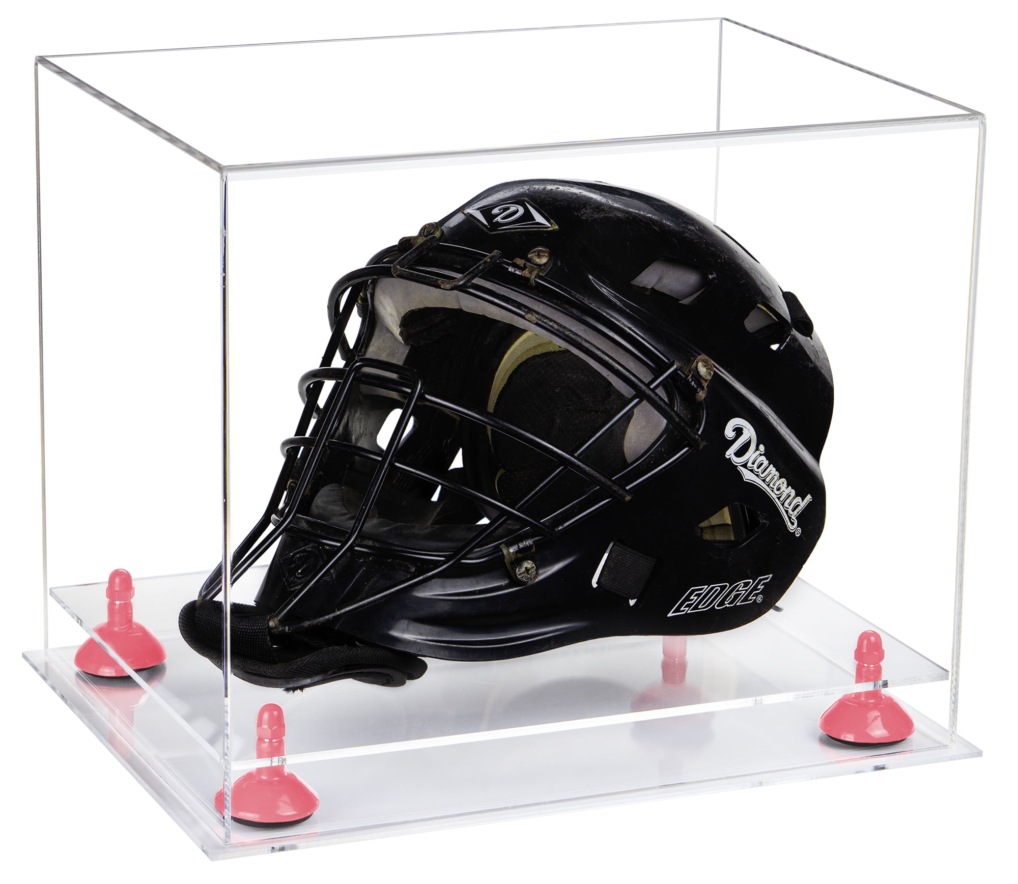 Clear Acrylic Catchers Helmet Display Case with Pink Risers and Clear ...