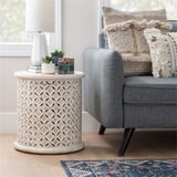 Linon Lainey Wood Hand Carved Side Accent Table in White - Walmart.com