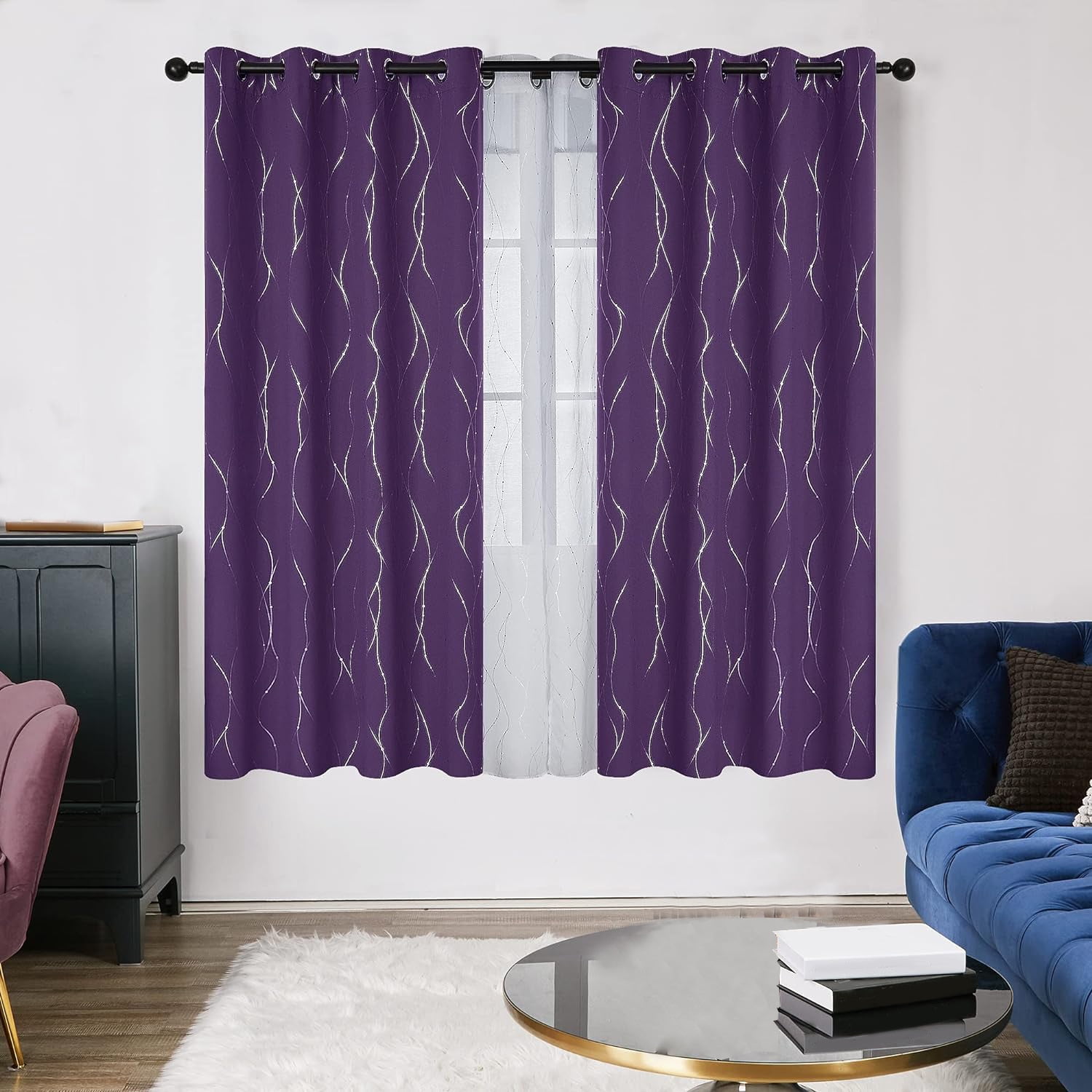Click here for Grommet Room Blackout Curtain With Wavy Line Print... prices