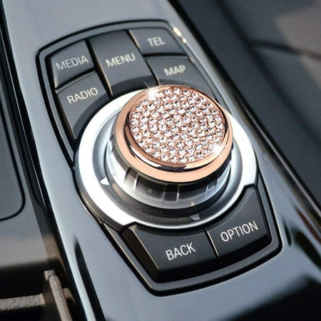 Bling Crystal Car Interior Center Console Multimedia knob Button Decor ...