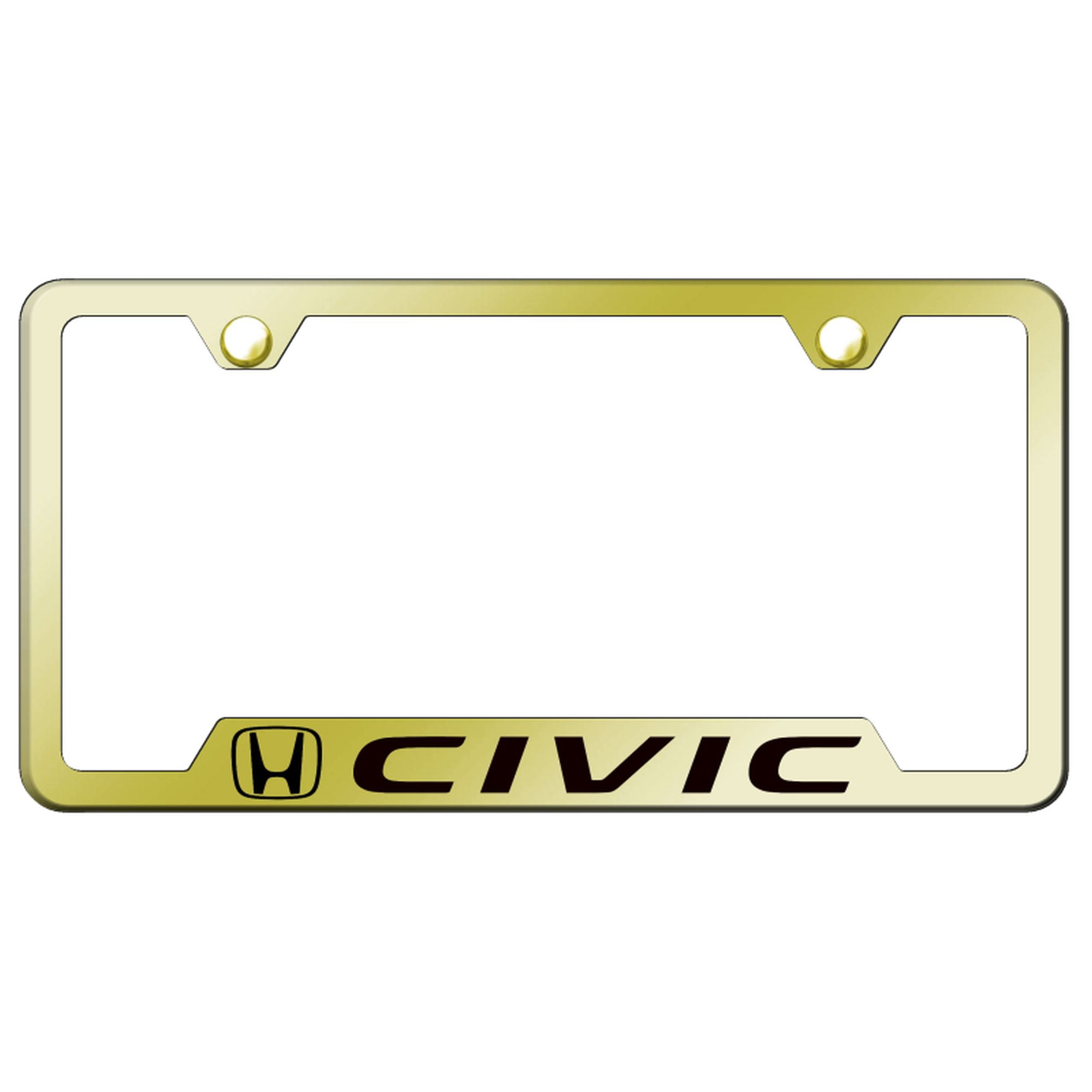 Honda Civic Laser Etched Logo Cut-Out License Plate Frame (Gold ...