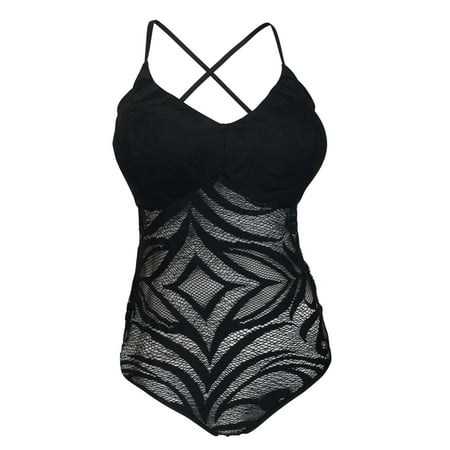 eVogues Apparel - eVogues Plus Size Racerback Lace Bodysuit Black ...