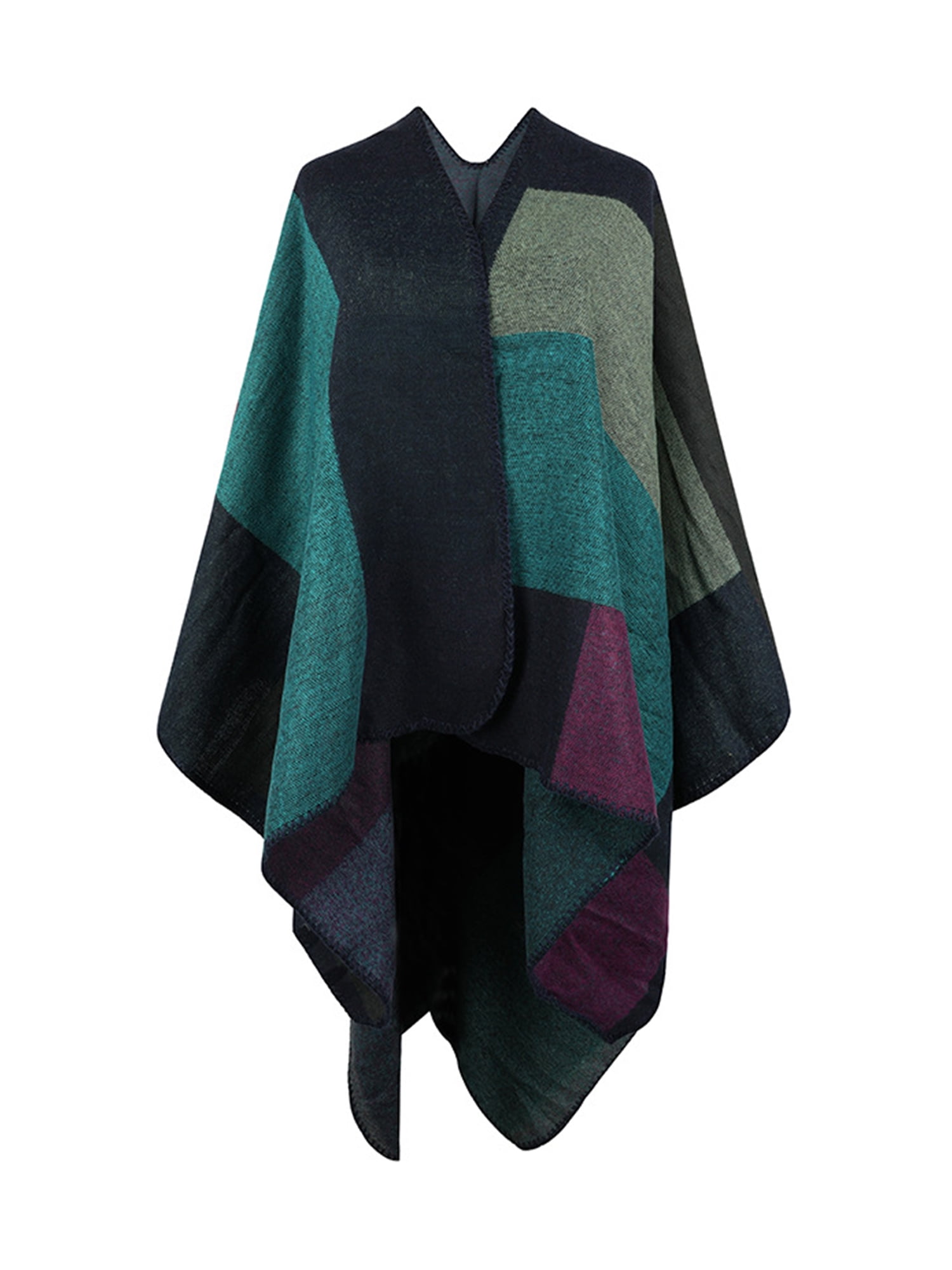 Capreze Spliced Shawl Wrap Ponchos Knit Capes for Women Knitwear Long ...