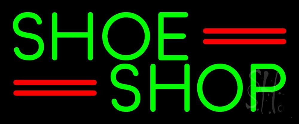 Green Shoe Shop LED Neon Sign 6 x 15 - inches, Black Square Cut Acrylic ...