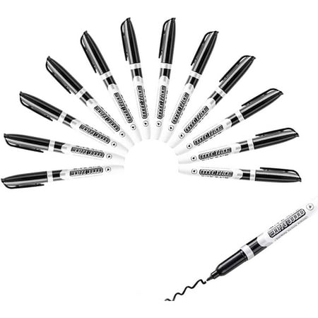 12 Pack Whiteboard Pens，Fine Tip Black pens, Ultra Fine Point White ...