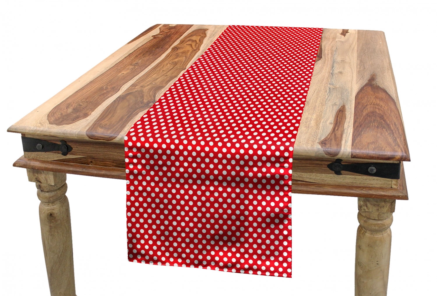 Retro Table Runner, 50s 60s Iconic Pop Art Style Big White Polka Dots ...