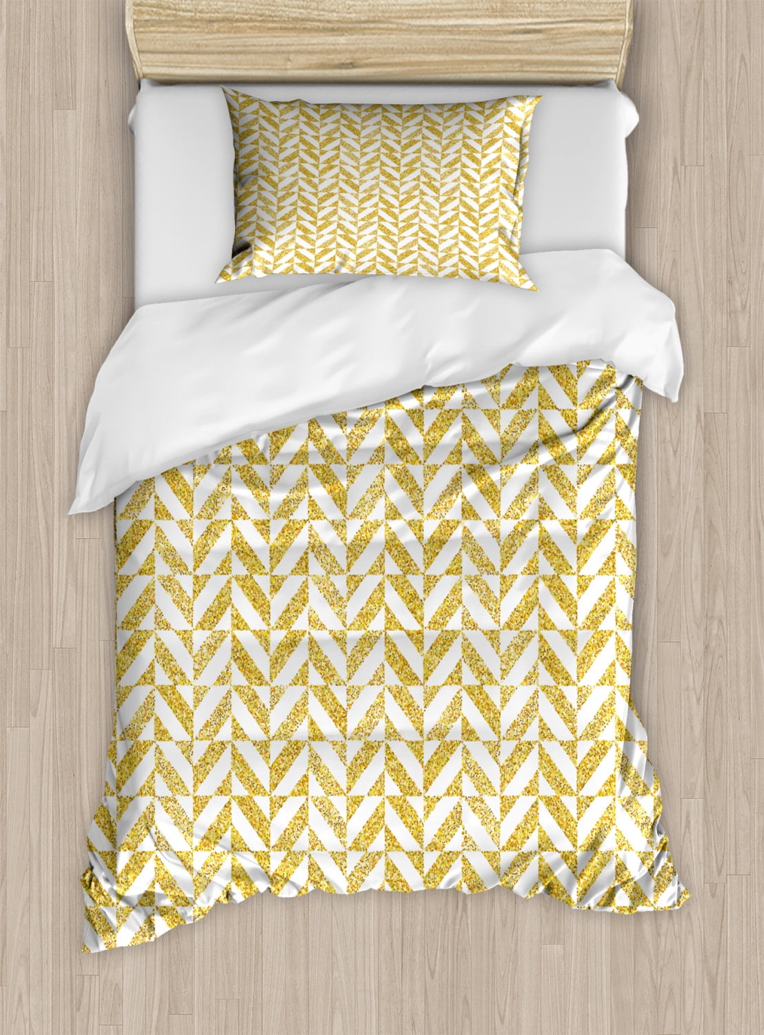 Geometric Twin Size Duvet Cover Set, Traditional Herringbone Pattern ...