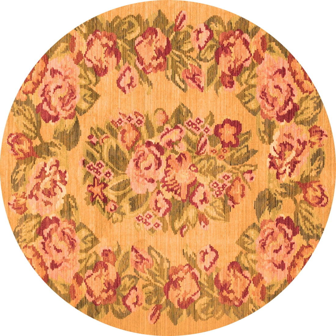 Ahgly Company Indoor Round Medallion Orange French Area Rugs, 8' Round ...