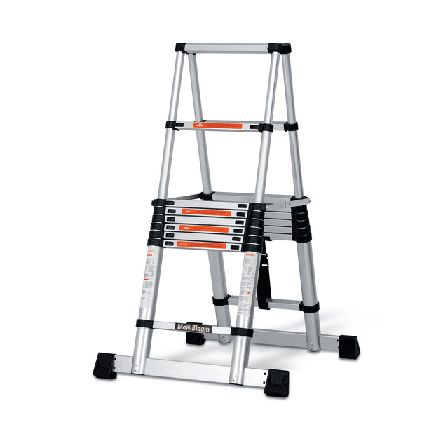 MoNiBloom A-Frame 8+8 Step Telescoping Ladder 8.3Ft Aluminum ...