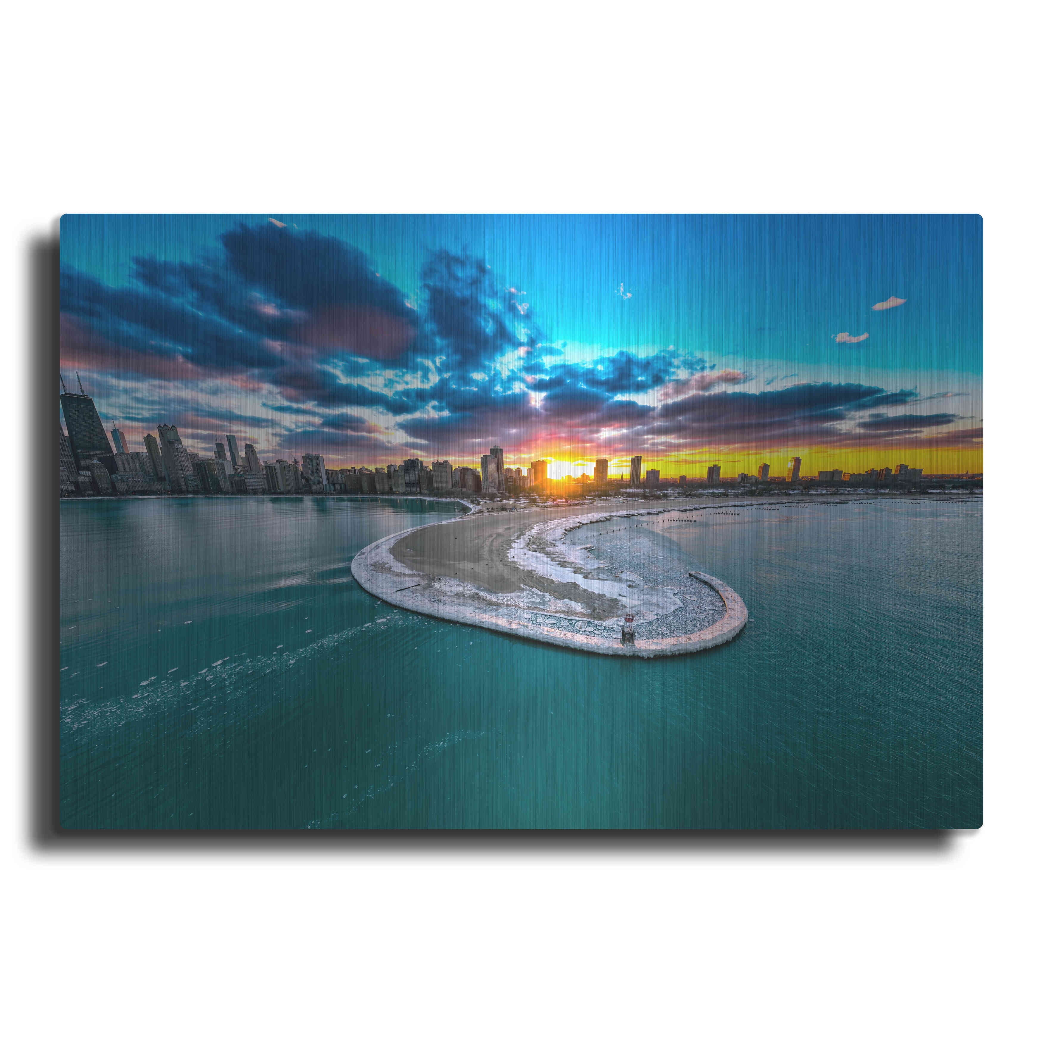 Luxe Metal Art 'Fiery Chicago Sunset' by Luxe Portfolio, Metal Wall Art ...