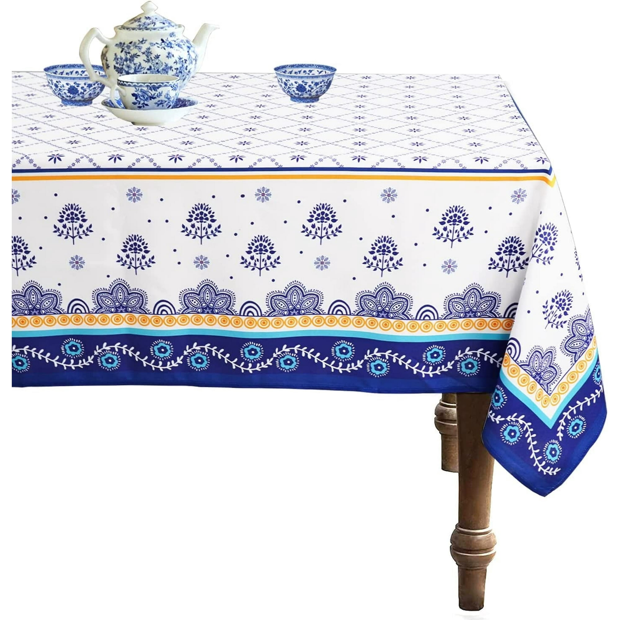 Click here for Wpnqungt Polish Pottery Style Tablecloth  Blue Cer... prices