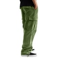 PMVFHDE Mens Pants 2025 Solid Color Many Pocket Straight Leg High ...