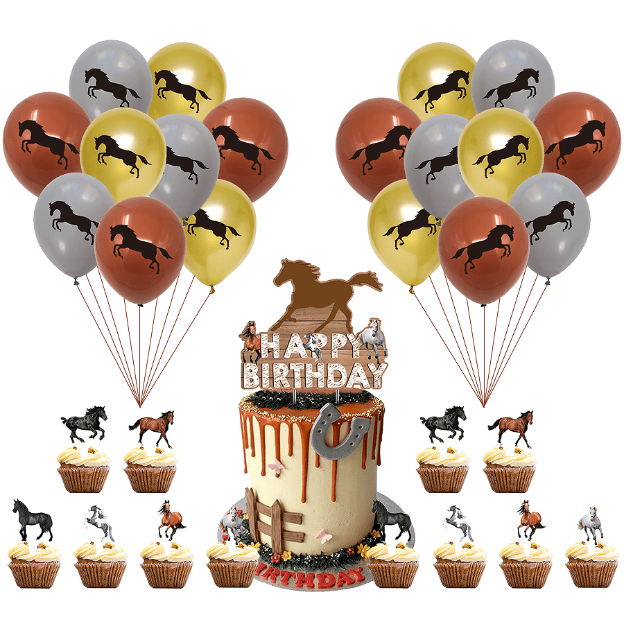 Horse Themed Birthday Decorations for Boys Horse Balloons Cake Cupcake ...