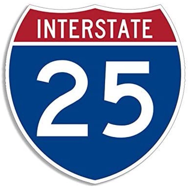 Interstate 25 Freeway Sign Shaped Bumper 3M Reflective sticker| new ...