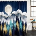 72x78 Inch Shower Curtain Mountains Forest Bathroom Decor, Waterproof ...