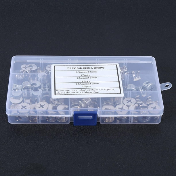 Tuerca de leva 75 piezas Juego de tuercas de rueda excéntrica para muebles Conector 3 en 1 de ...