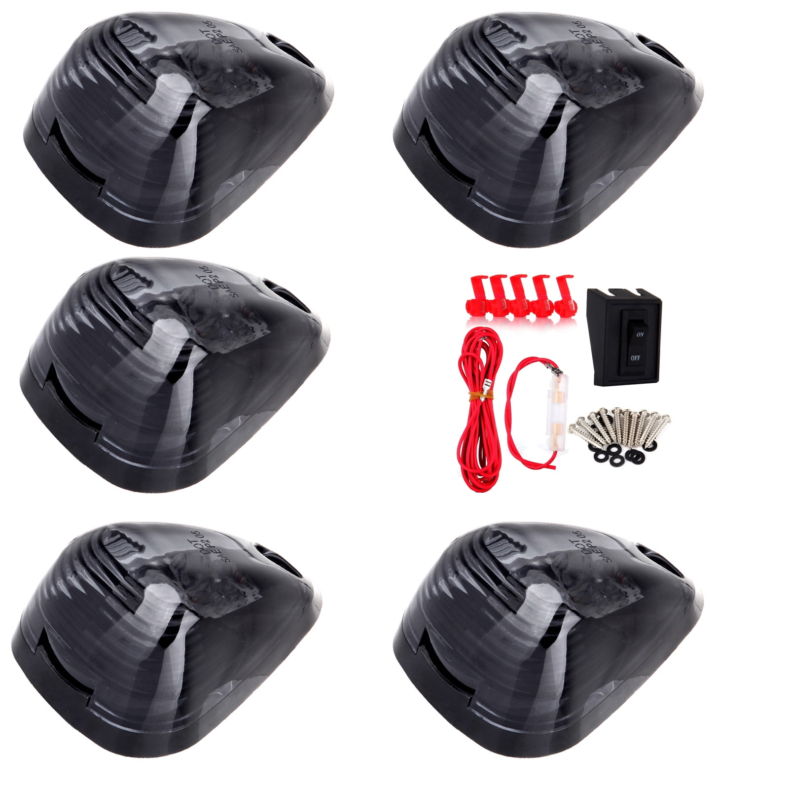 ECCPP 5 Amber LED Smoke Cab Marker Clearance Light + 1 Set Wiring Pack ...