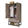 GoDecor Large Wooden Wardrobe Armoire with 2 Doors, 3 Compartments, 2 ...