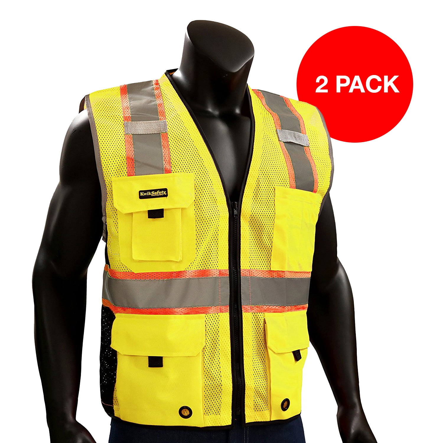 KwikSafety BIG KAHUNA (2 Pack) Hi Vis Reflective ANSI PPE Surveyor ...
