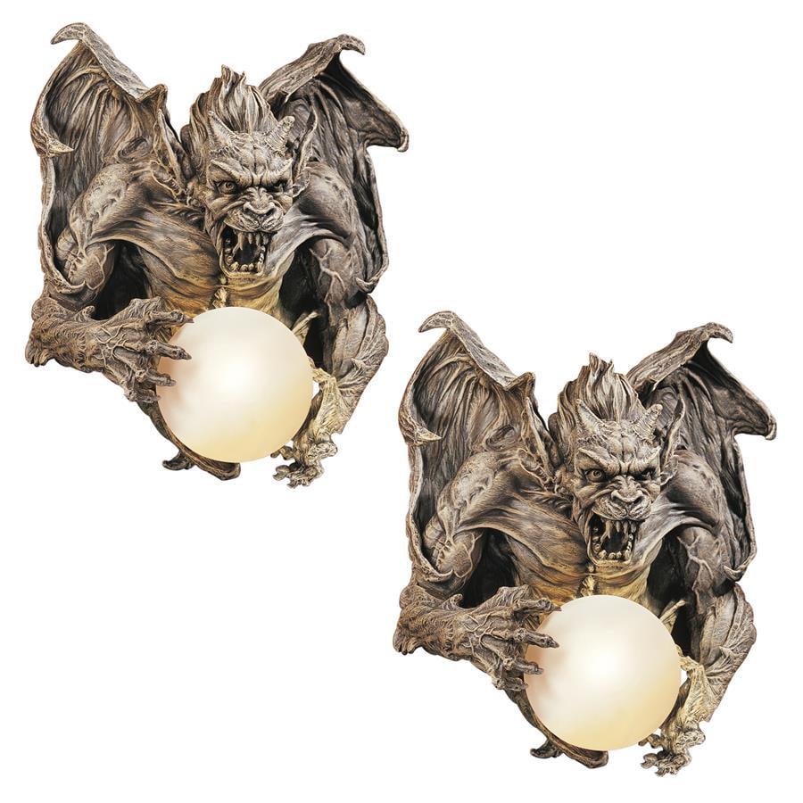 Design Toscano Merciless the Gargoyle Lighted Wall Sculpture - Set of ...