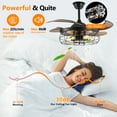 48 Inch Retractable Ceiling Fan with Lights and Remote, Industrial ...